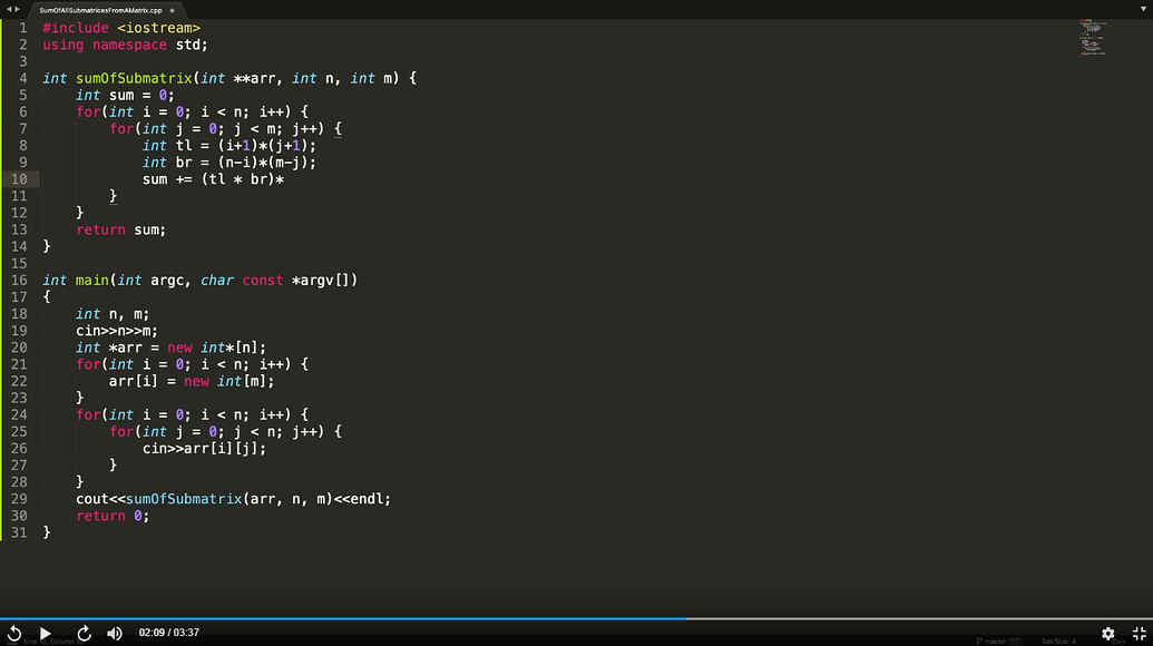 Sum Of All Sub Matrices Of A Given Matrix Sum Of All Submatrices Of A Given Matrix
