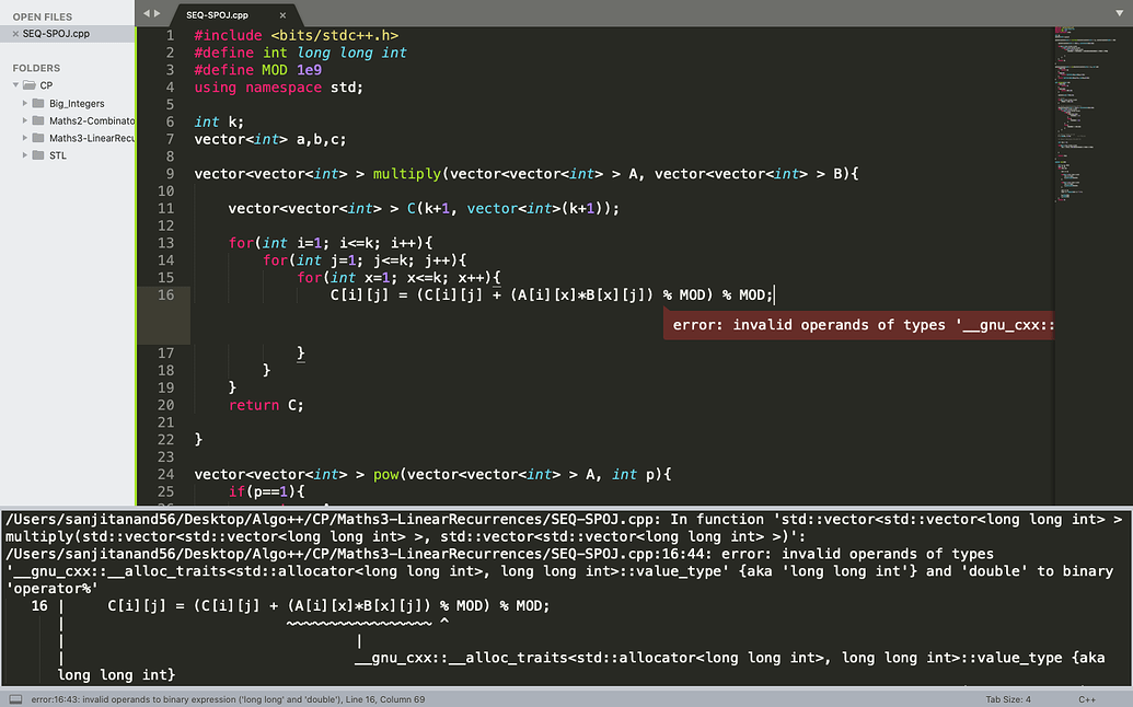 Problem while compiling with MOD - matrix-exponentiation-03 ...
